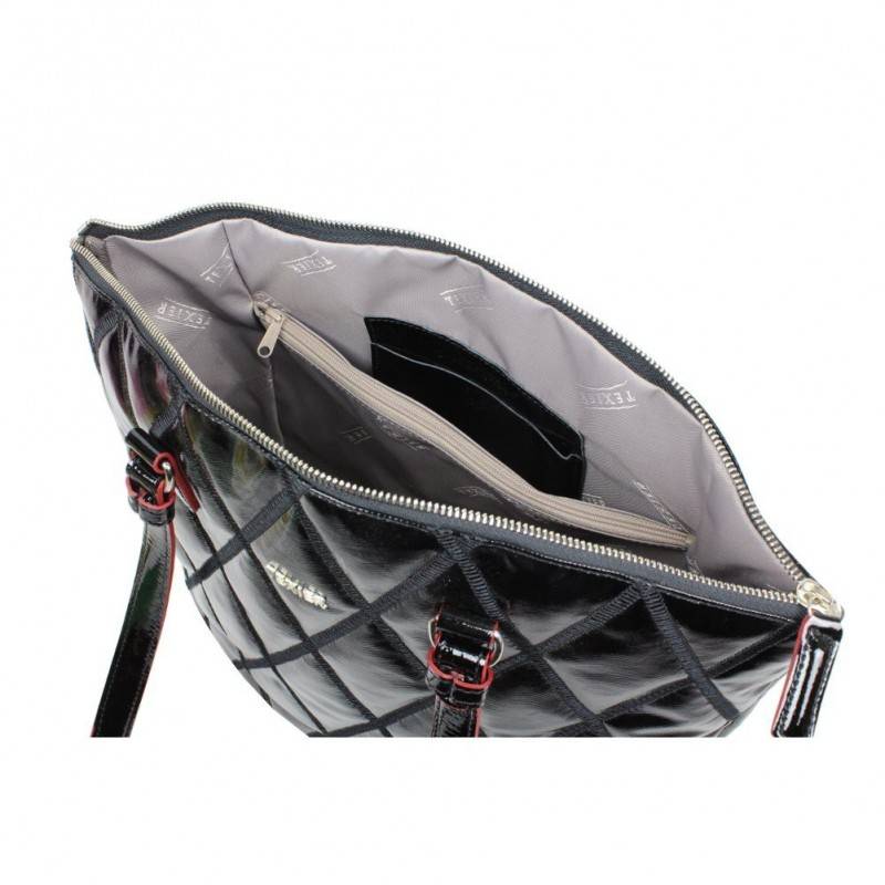 Sac à main bowling vernis noir de marque Texier France 23615 Ophélie