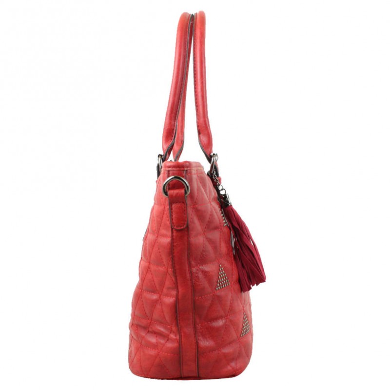 Sac cabas femme | Les Tropéziennes Fernie | Rouge | Géométrique clouté