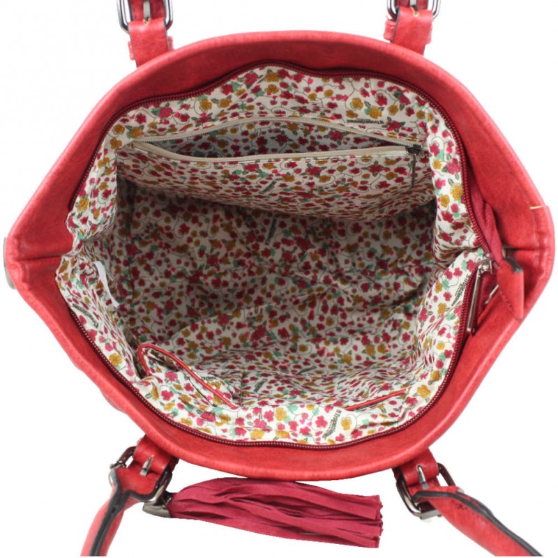 Sac cabas femme | Les Tropéziennes Fernie | Rouge | Géométrique clouté